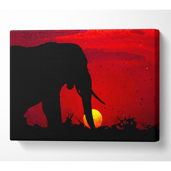 17 Stories Elefant bei Sonnenuntergang - Kunstdrucke auf Leinwand | Wayfair.de